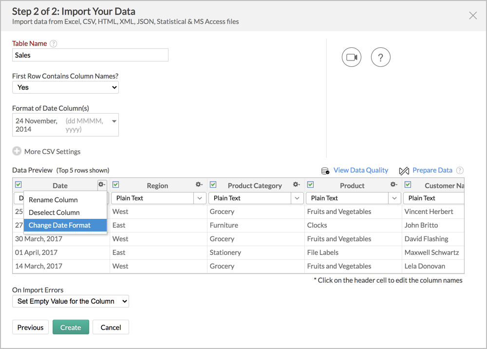 Now set the date format of the column.