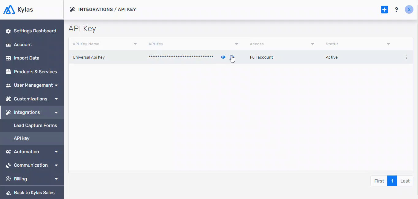 How to access API Key in your Kylas CRM account?